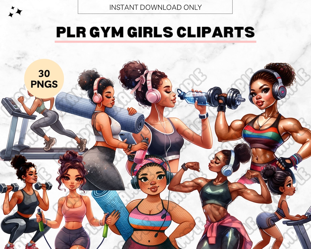 Gym Girls Clipart, Workout Planner, Meal Planner, Health and Wellness ...