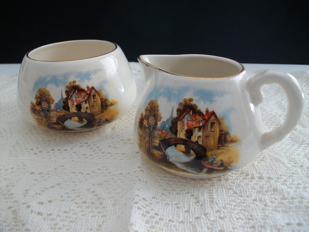 Vintage Sandland and Lancaster Ware "the Jolly Boatman" Sugar and ...