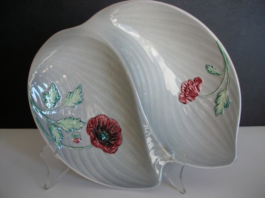 Vintage Shorter & Sons Double Leaf Shaped Divided Dish Hand Painted ...