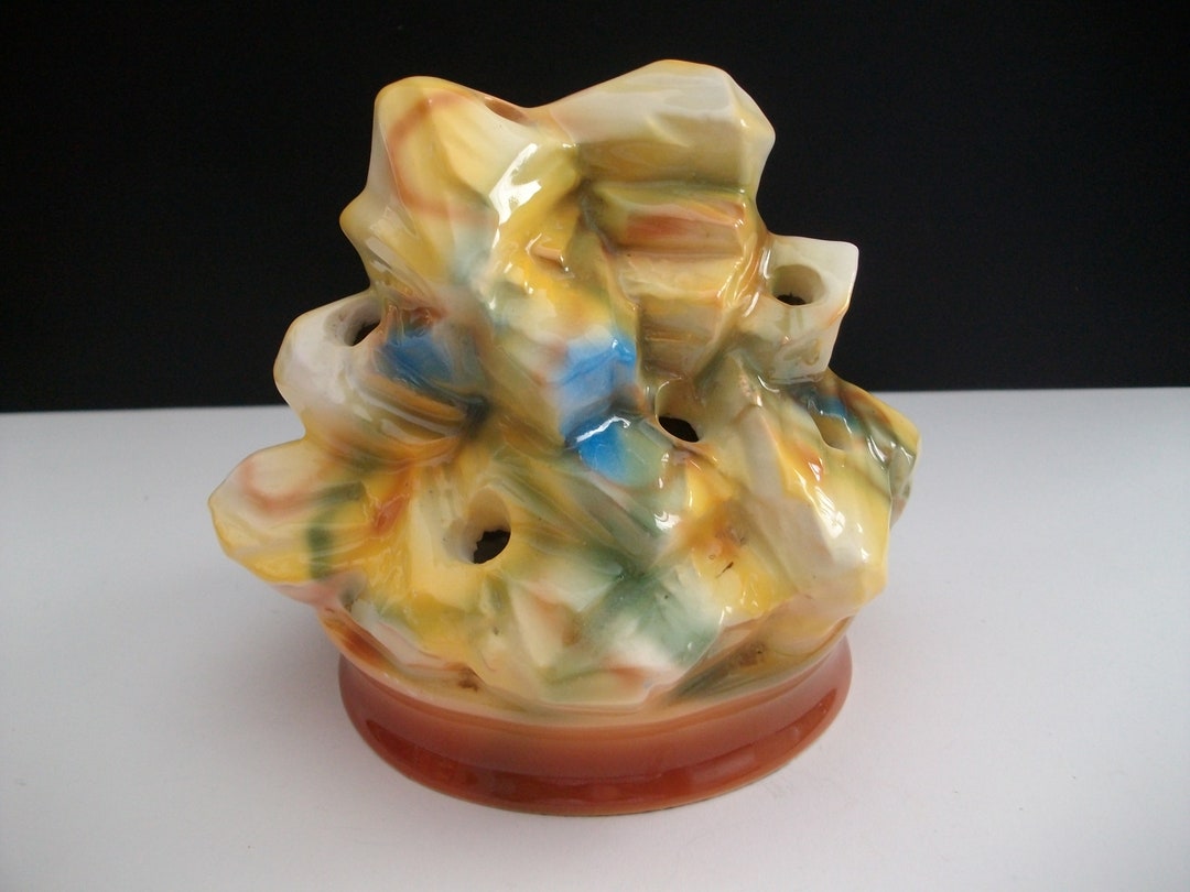 Vintage Italian Ceramic Coral / Barnacle Flower Frog - Etsy