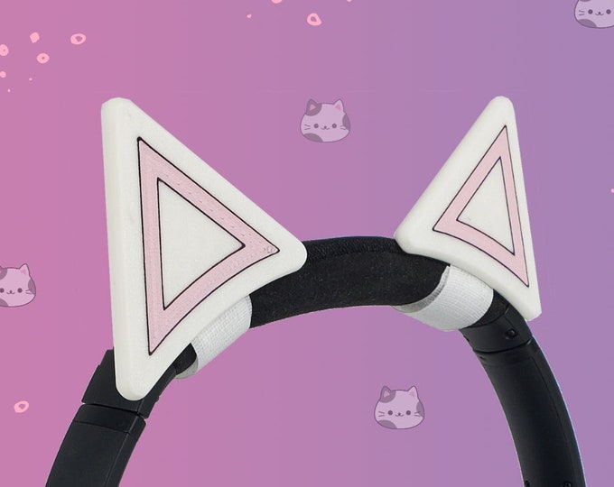 White Cyberpunk Cat Ears Headset Attachments, Headphone Attachments ...