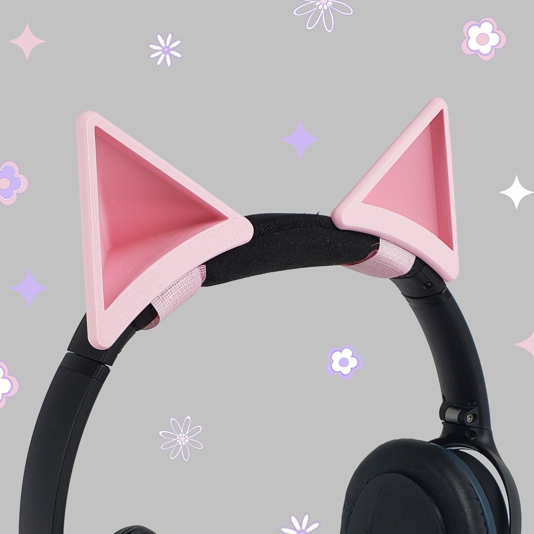 Pink Minimalist Cat Ears, Streaming Headphone Cat Ears, Cat Ears That ...