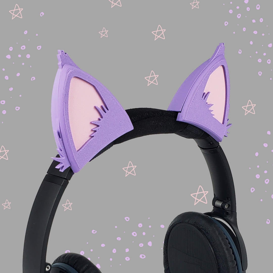 Purple Anime Cat Ears, Streaming Headphone Cat Ears, Cat Ears That ...