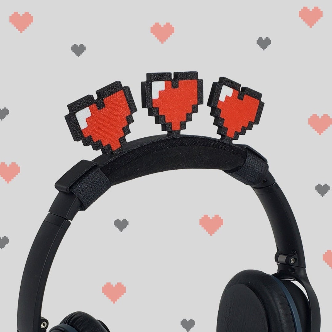Pixel Hearts for Headset, Hearts Headset Attachments, Hearts Headphone ...