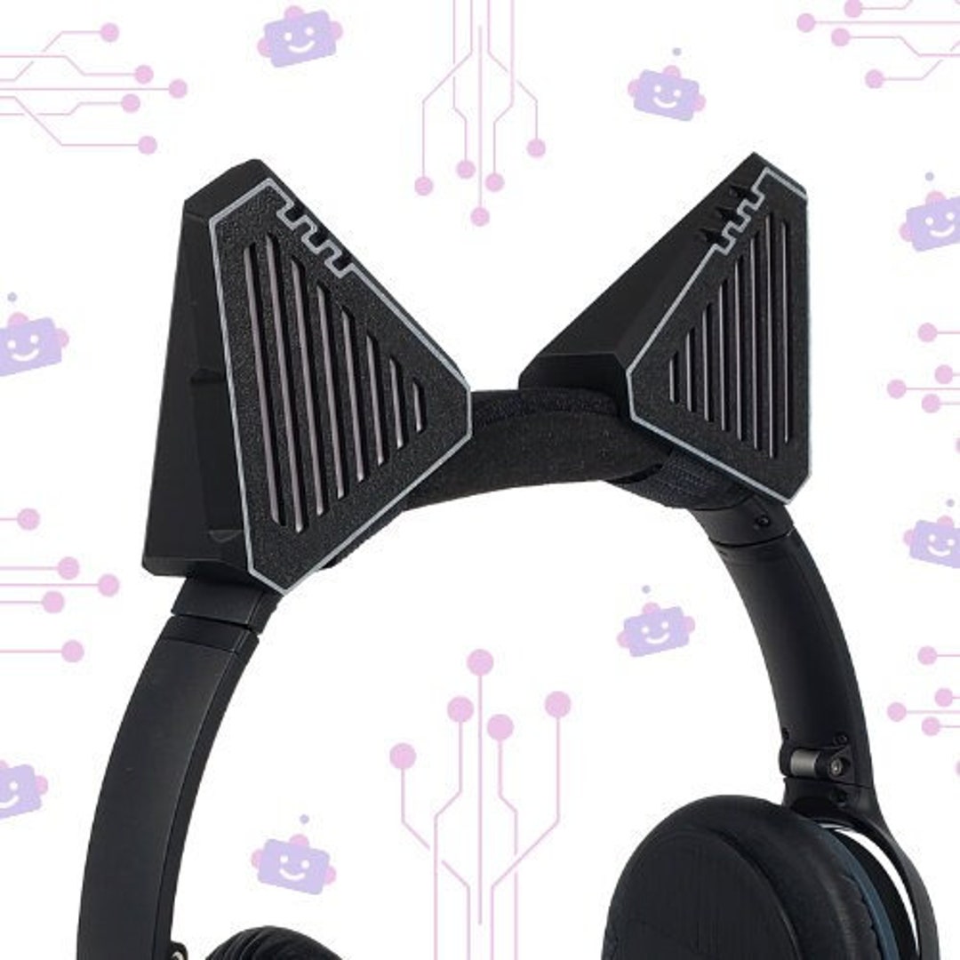 Black Mecha Cat Ears, Streaming Headset Cat Ears, Streaming Headphone ...