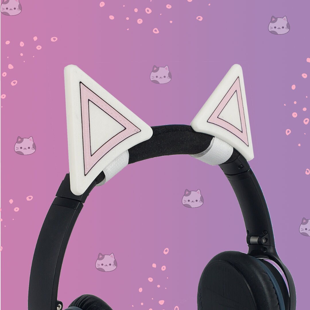 White Cyberpunk Cat Ears Headset Attachments, Headphone Attachments ...