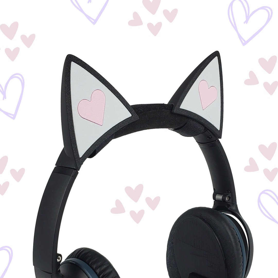 Black Hearts Cat Ears, Streaming Headphone Cat Ears, Cat Ears That ...