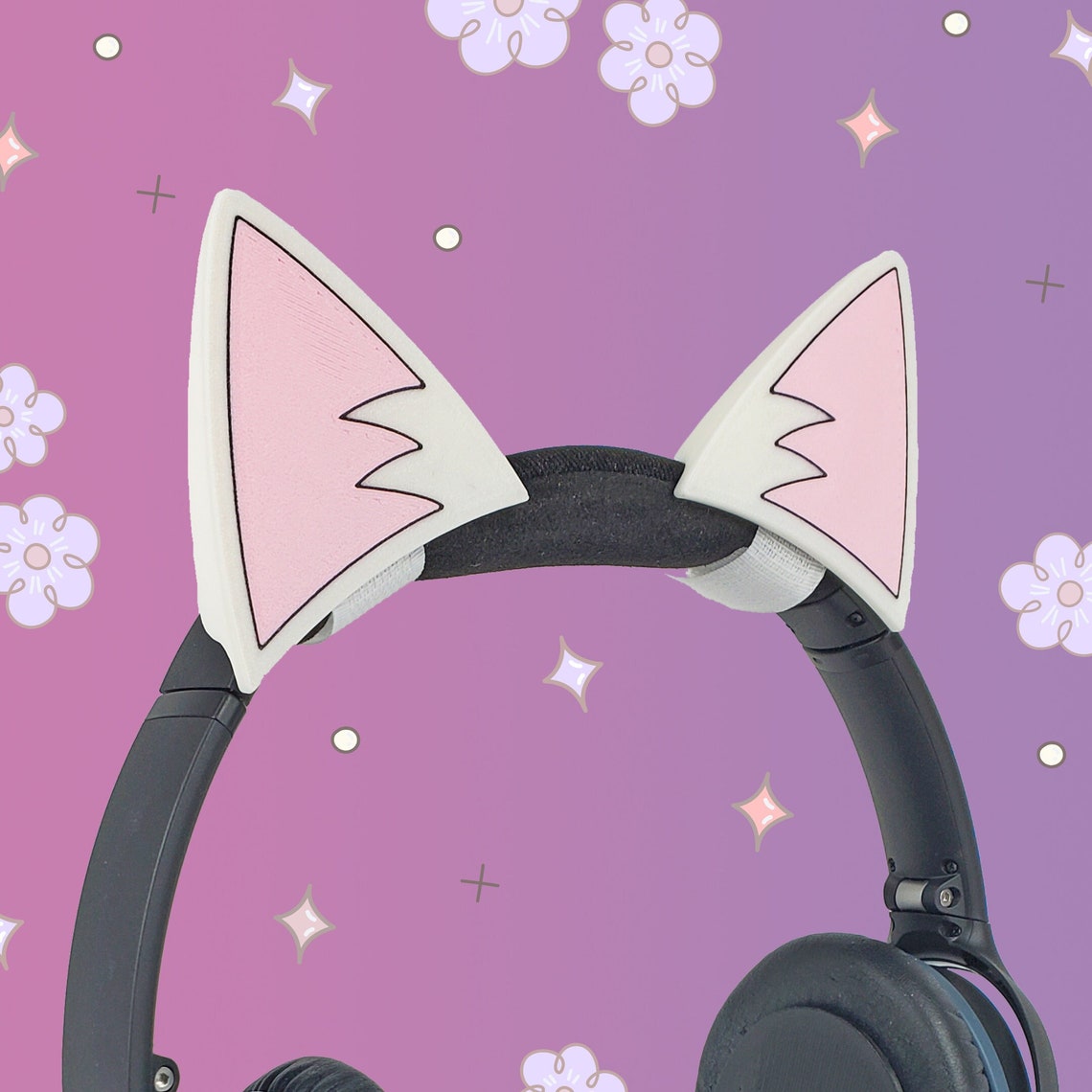 White Cartoon Cat Ears Streaming Headset Cat Ears Streaming - Etsy
