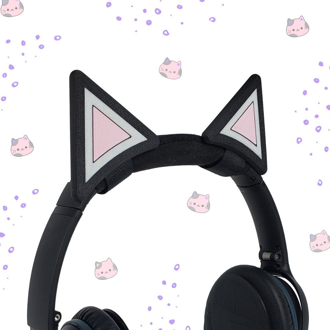 Black Cyberpunk Cat Ears, Streaming Headset Cat Ears, Streaming ...