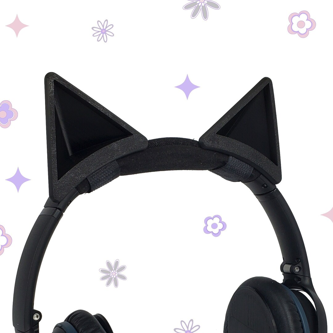Black Minimalist Cat Ears, Streaming Headset Cat Ears, Streaming ...
