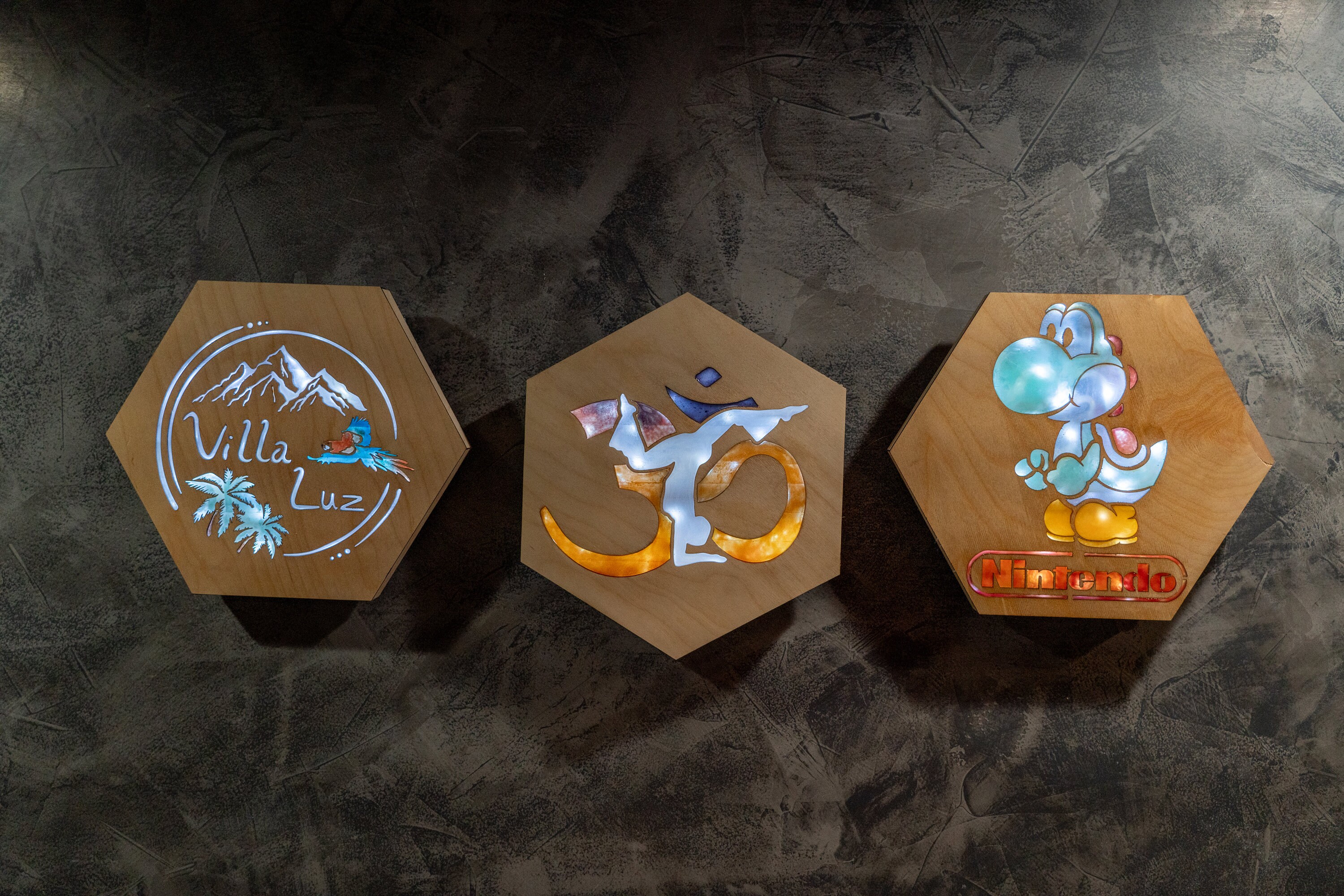 Custom LED Wood and Epoxy Sign, Customized Logo LED Wooden Sign, LED ...