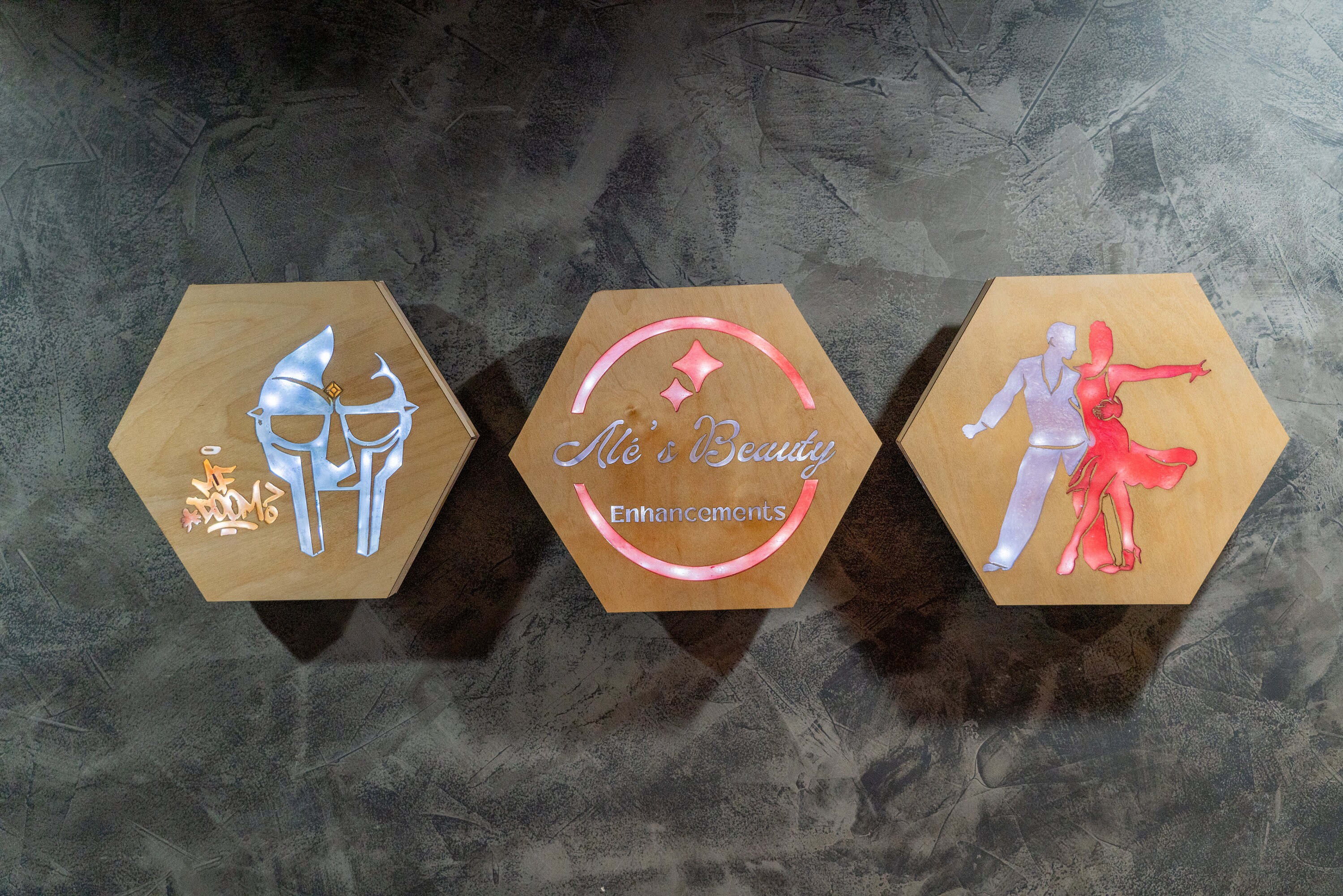 Custom LED Wood and Epoxy Sign, Customized Logo LED Wooden Sign, LED ...