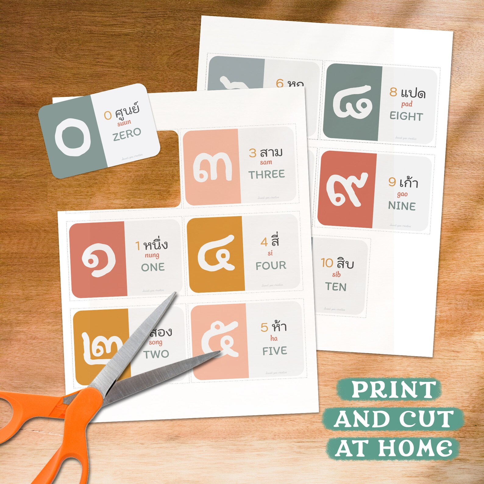 Digital Thai Number Flashcards 0-10 - Learn Thai Homeschool Math ...