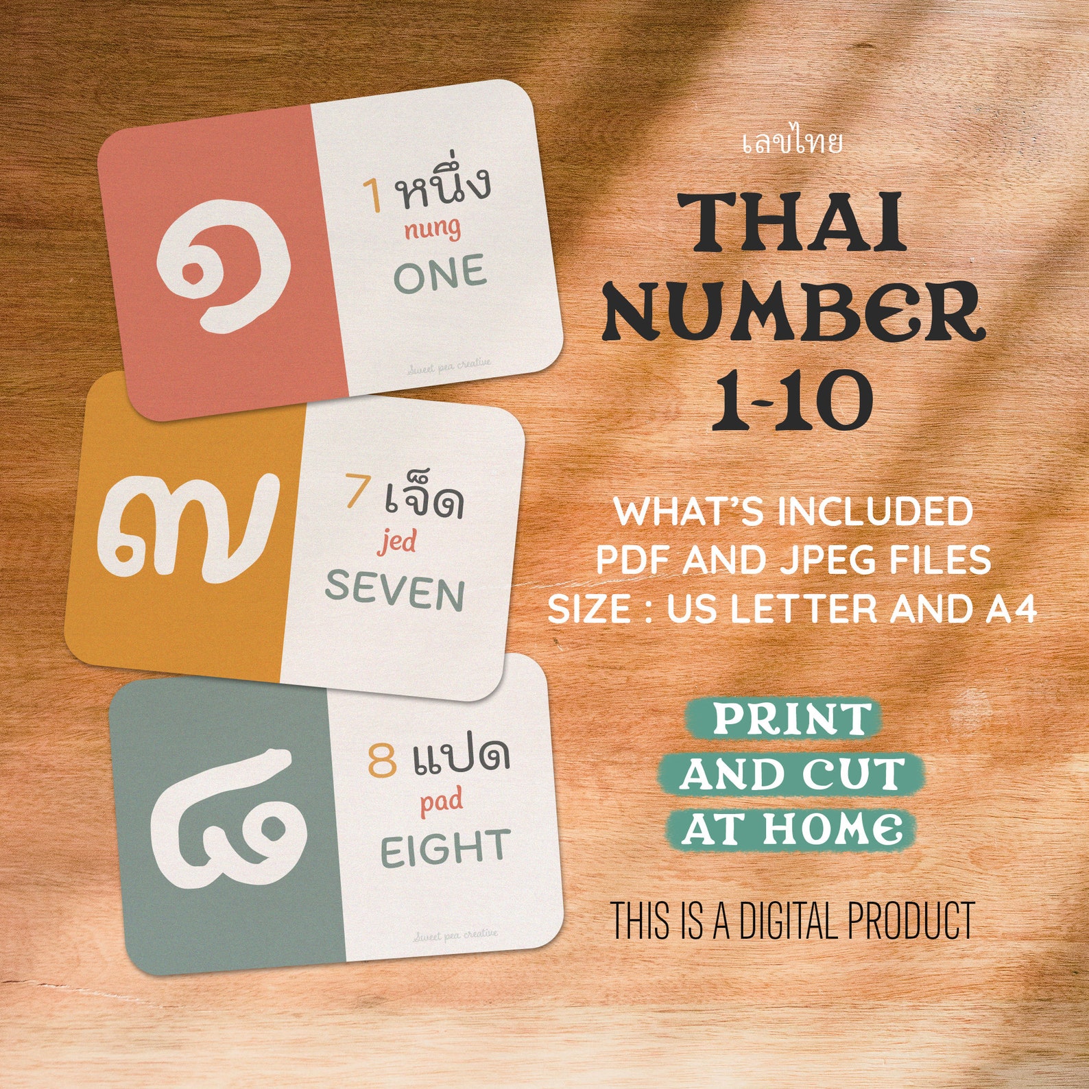 Digital Thai Number Flashcards 0-10 - Learn Thai Homeschool Math ...