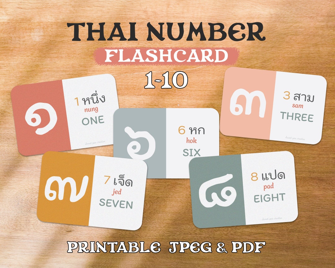 Digital Thai Number Flashcards 0-10 - Learn Thai Homeschool Math ...
