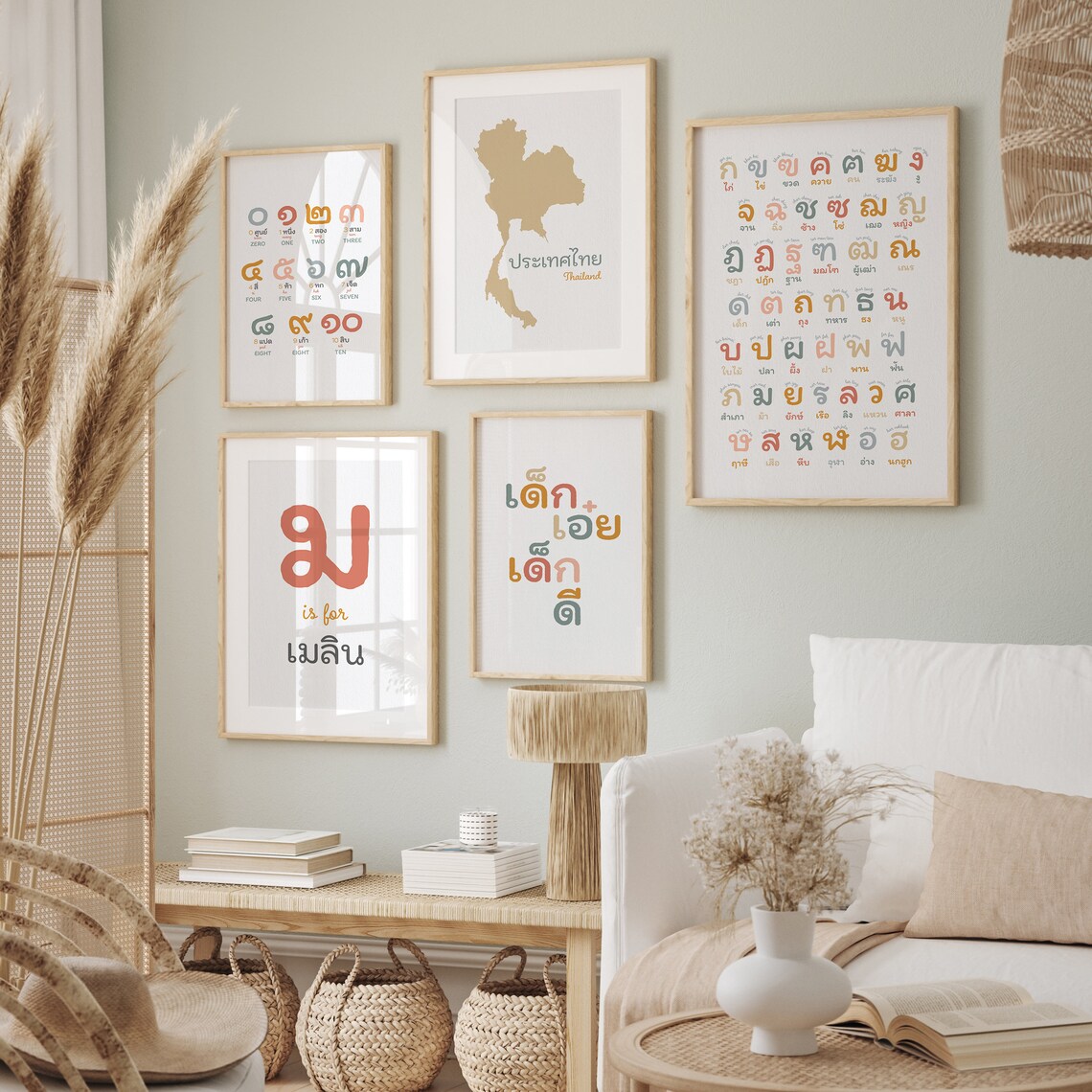 Digital Thai Alphabet Poster - Thai Nursery Decor, Learn Thai at Home ...