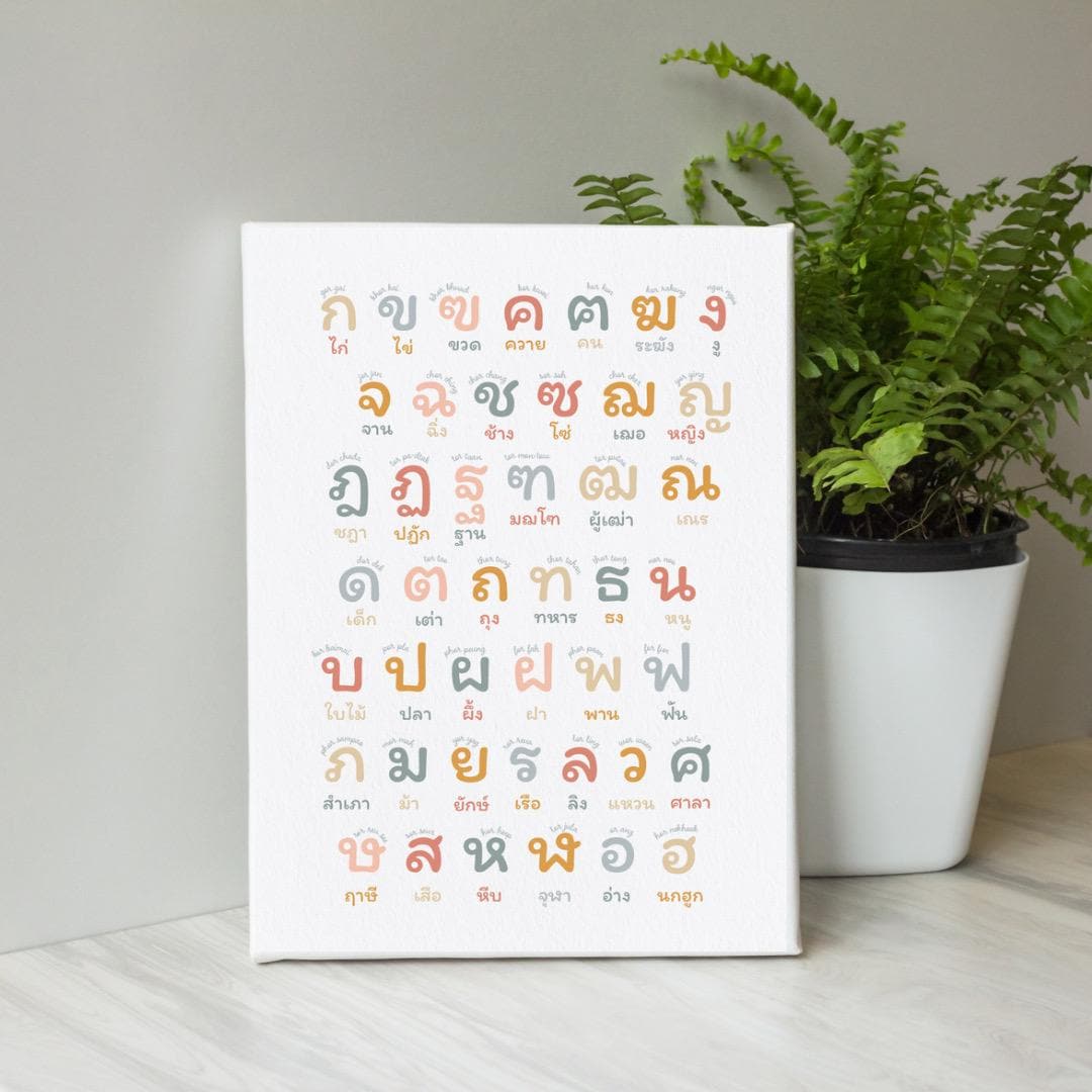 Thai Alphabet Canvas Poster Thai Nursery Decor, Learn Thai at Home ...