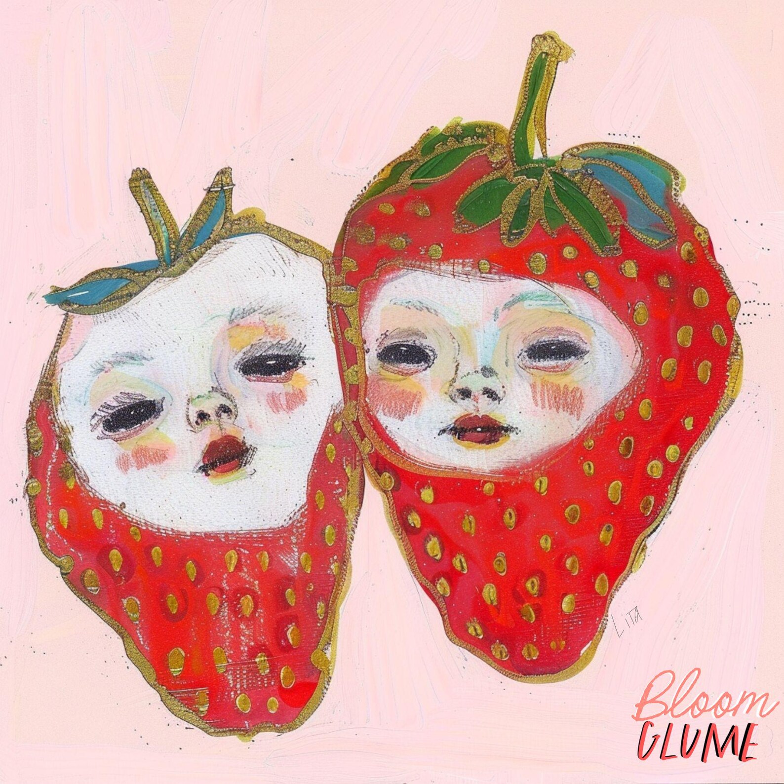 Berry Best Friends, Berry Heads Series Print | Cute Fruit Art Print ...