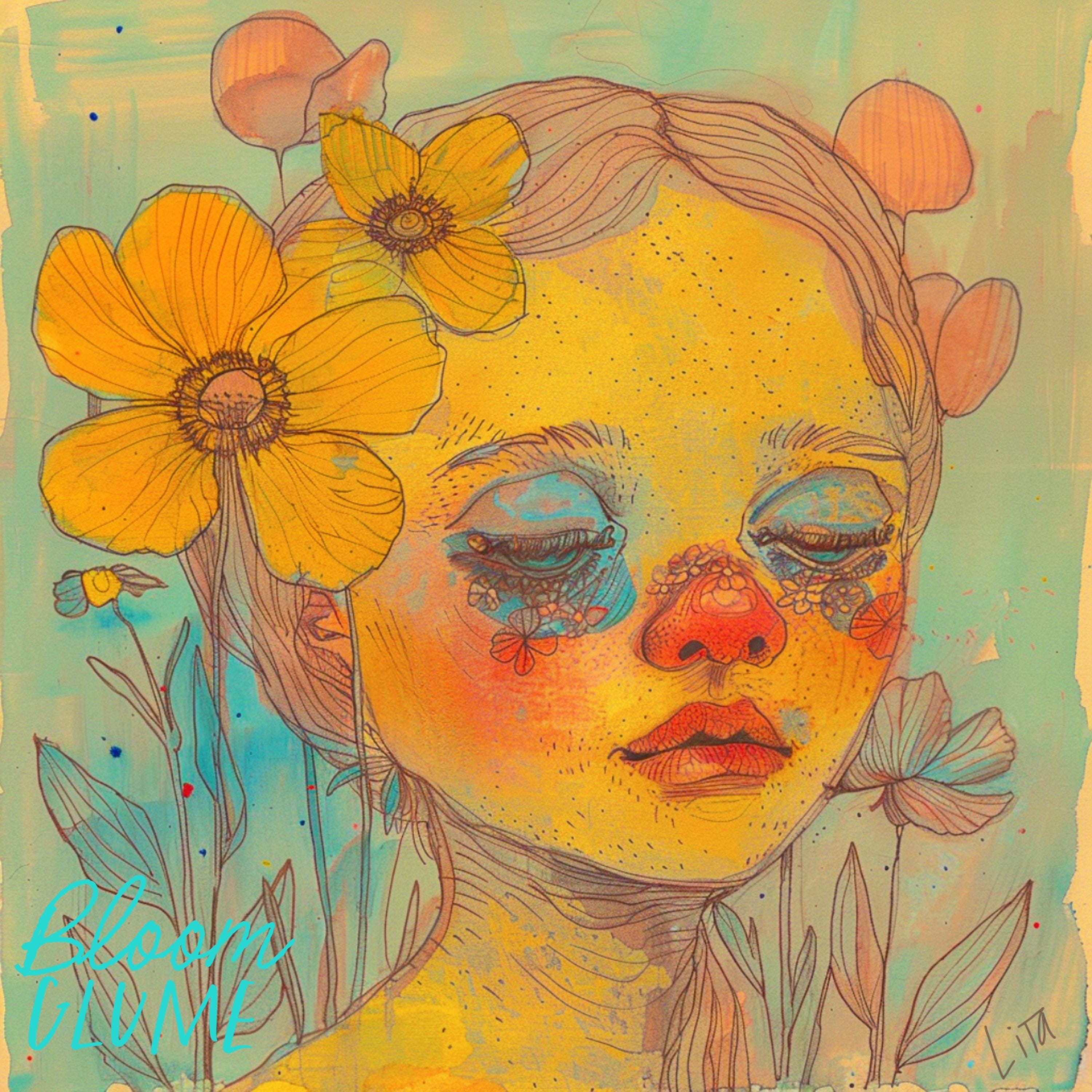 Indie Yarrow Art Print, 60s Style Art, Vintage Style Art, Flower Face ...