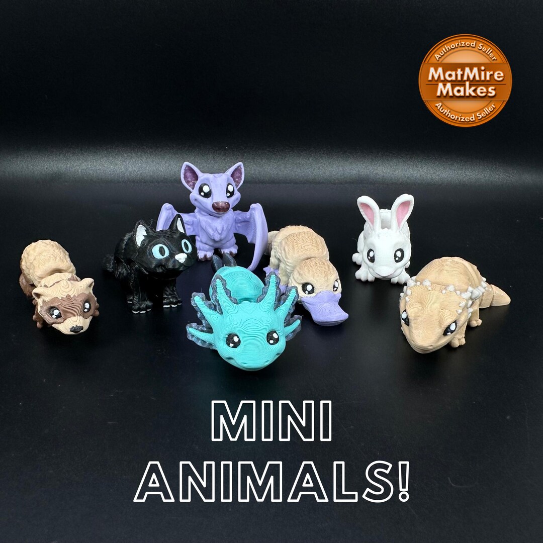 3D Printed Mini Articulated Animals, Fidget, Display, Toy, Colorful ...