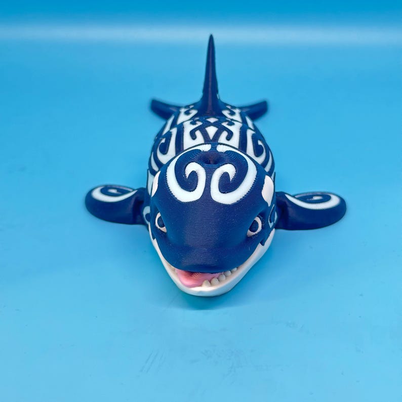3D Printed Articulated Killer Whale, Tattooed Orca by Flexi Factory ...