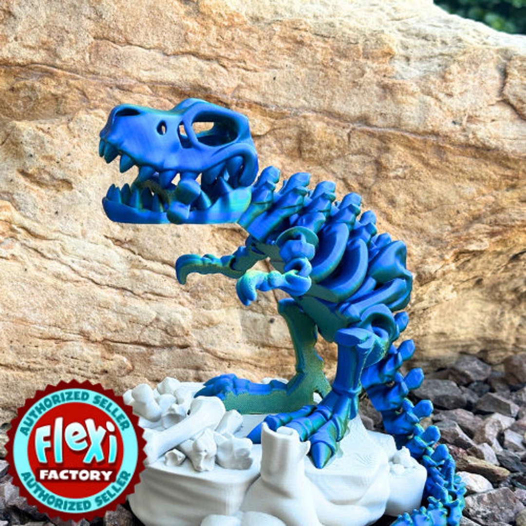 3D Printed Skeleton T-rex, Posable Head and Jaw With Bone, Detailed ...