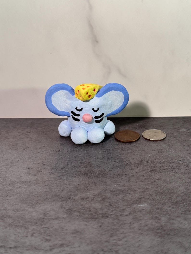 Brie the Cheesaholic Mouse Figurine | Handmade Ceramic Art Sculpture - Etsy