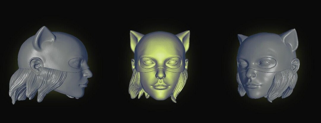 Feline Girl Head (CAT-001) [any Figurine Scale] - Etsy