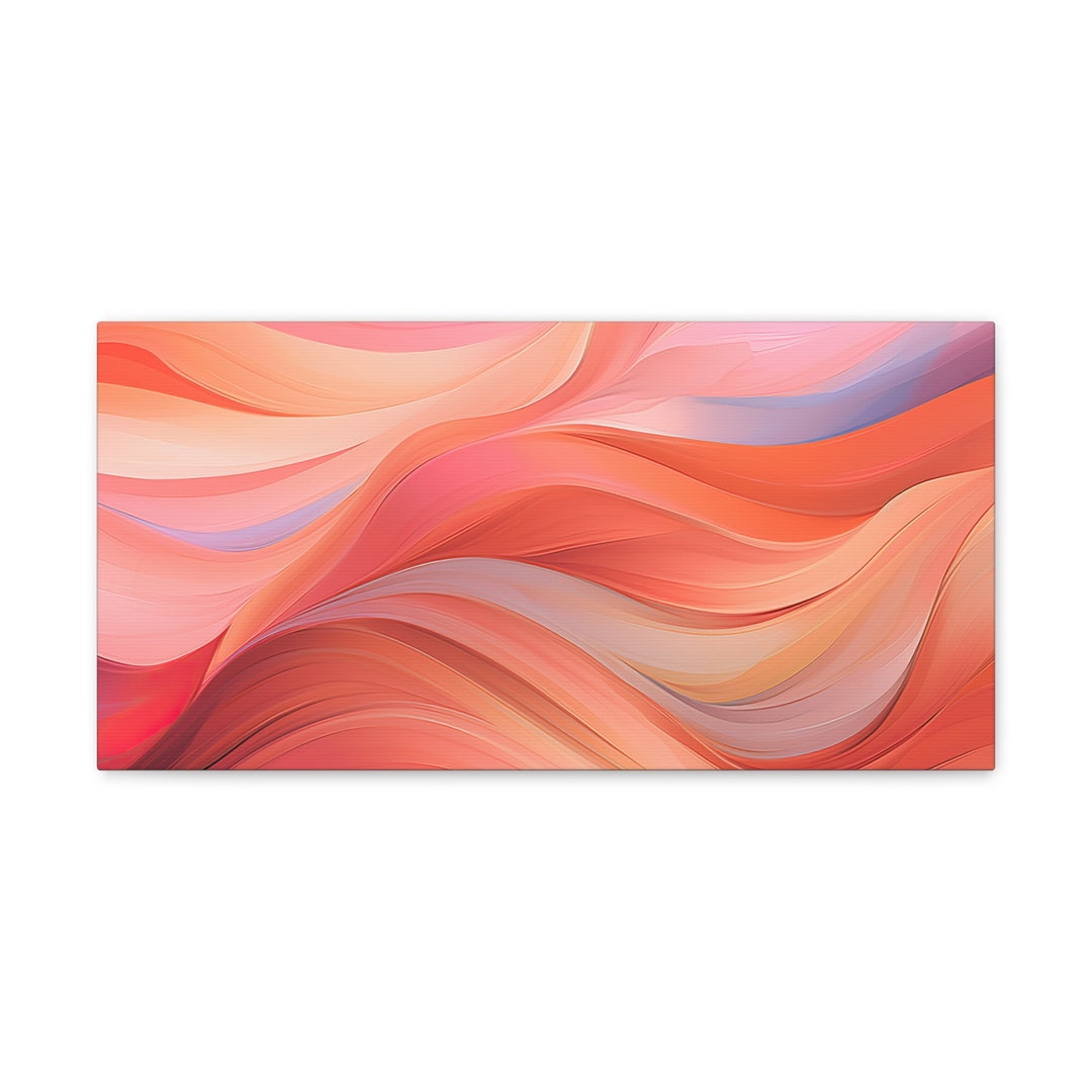 Peachy-pink Abstract Art Canvas Gallery Wraps 20x10 - Etsy