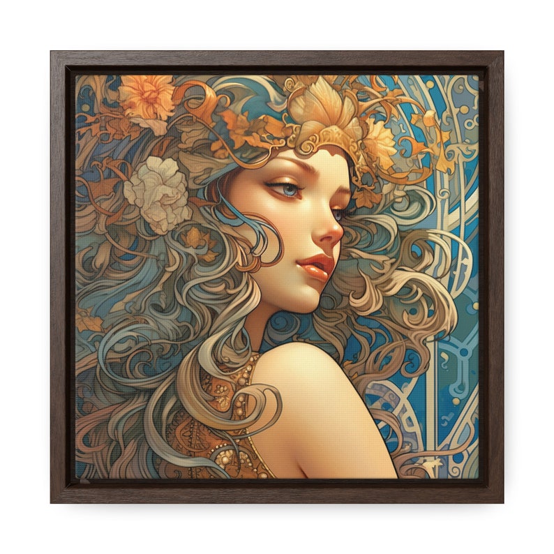 Art Nouveau Woman Framed Gallery Canvas Wraps, Square Frame - Etsy