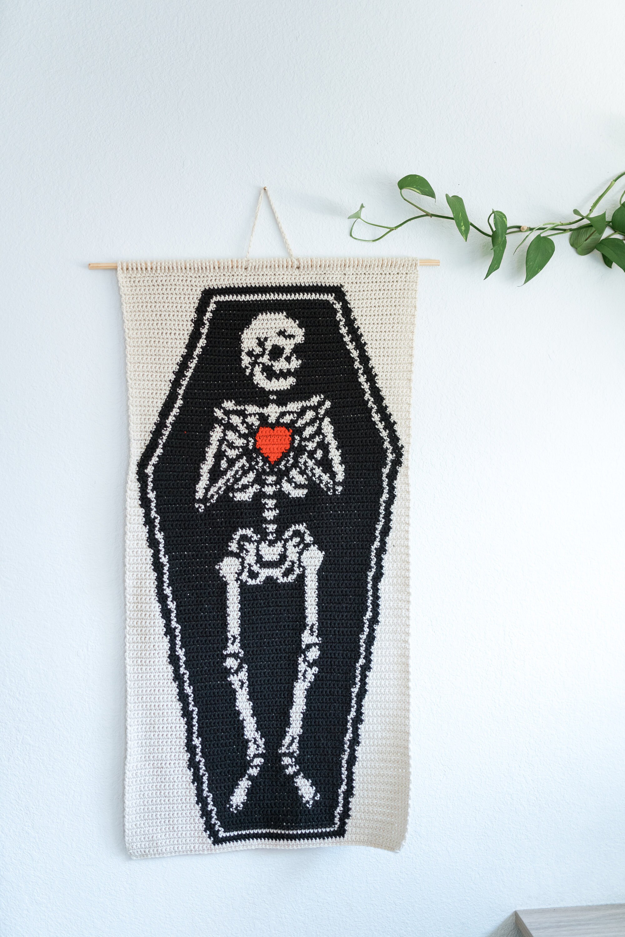 Coffin Skeleton Tapestry Crochet Pattern / Wall Hanging / Spooky Art ...