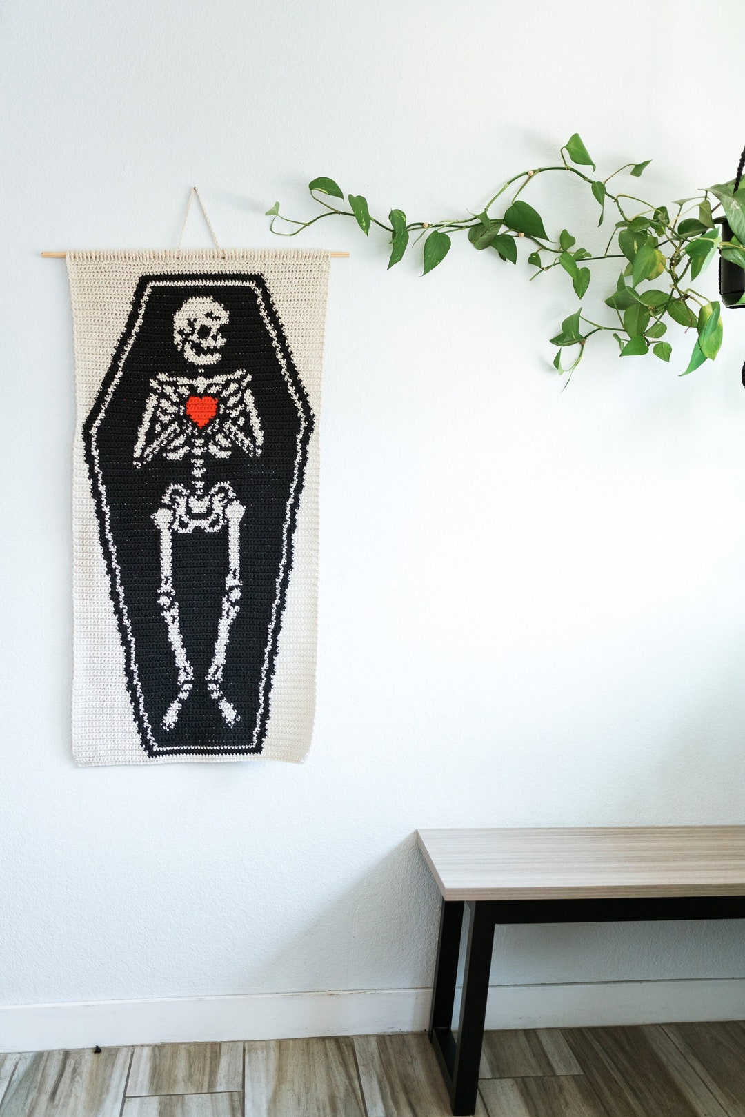 Coffin Skeleton Tapestry Crochet Pattern / Wall Hanging / Spooky Art ...