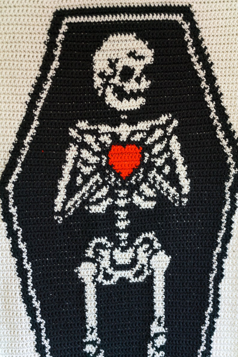Coffin Skeleton Tapestry Crochet Pattern / Wall Hanging / Spooky Art ...