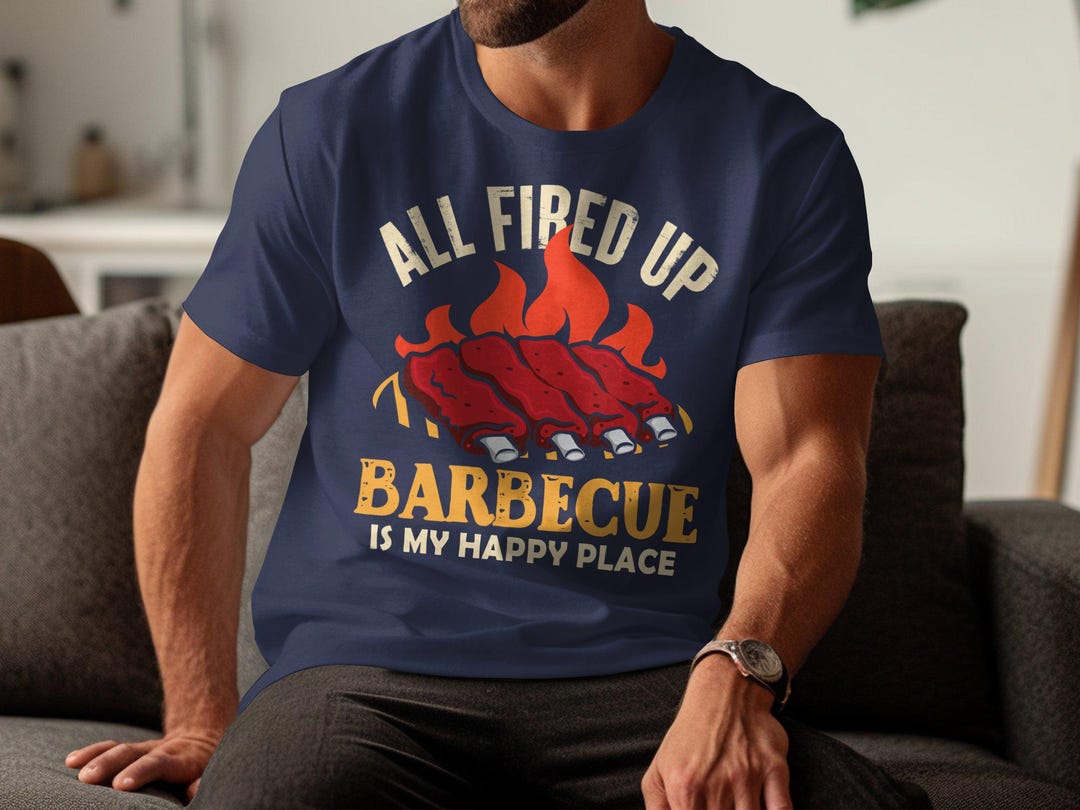 All Fired up Barbecue T-shirt, BBQ Lover Shirt, Grill Master Tee, Funny Barbeque Shirt, Ribs and ...