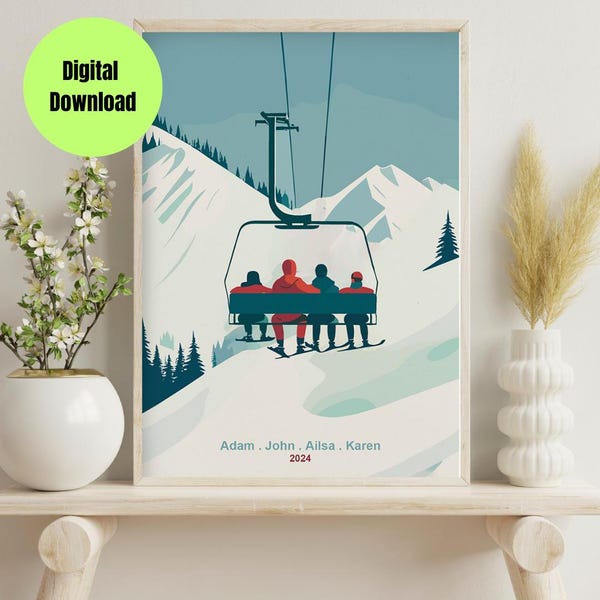 Ski Art Custom Print - Etsy