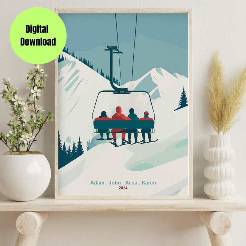 Ski Art Family 4 - Etsy UK