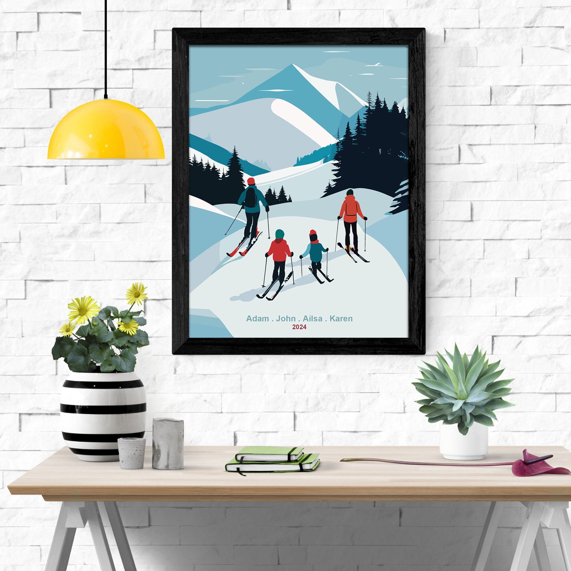 Personalized Family Ski Trip Poster: Custom Ski Art Print (digital ...
