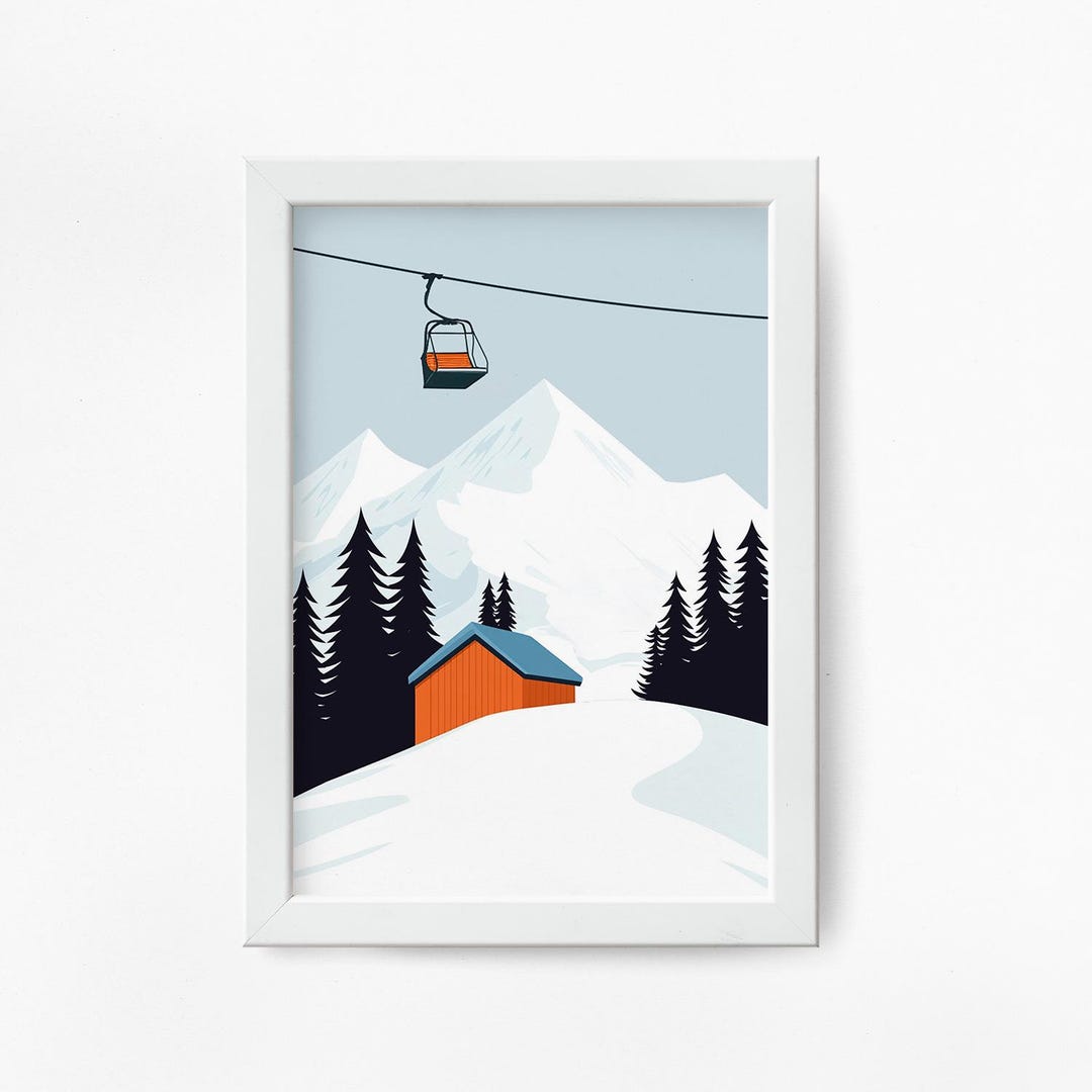 Vintage Chairlift Poster Skiing Art Gift Snowboarding Winter Sports ...