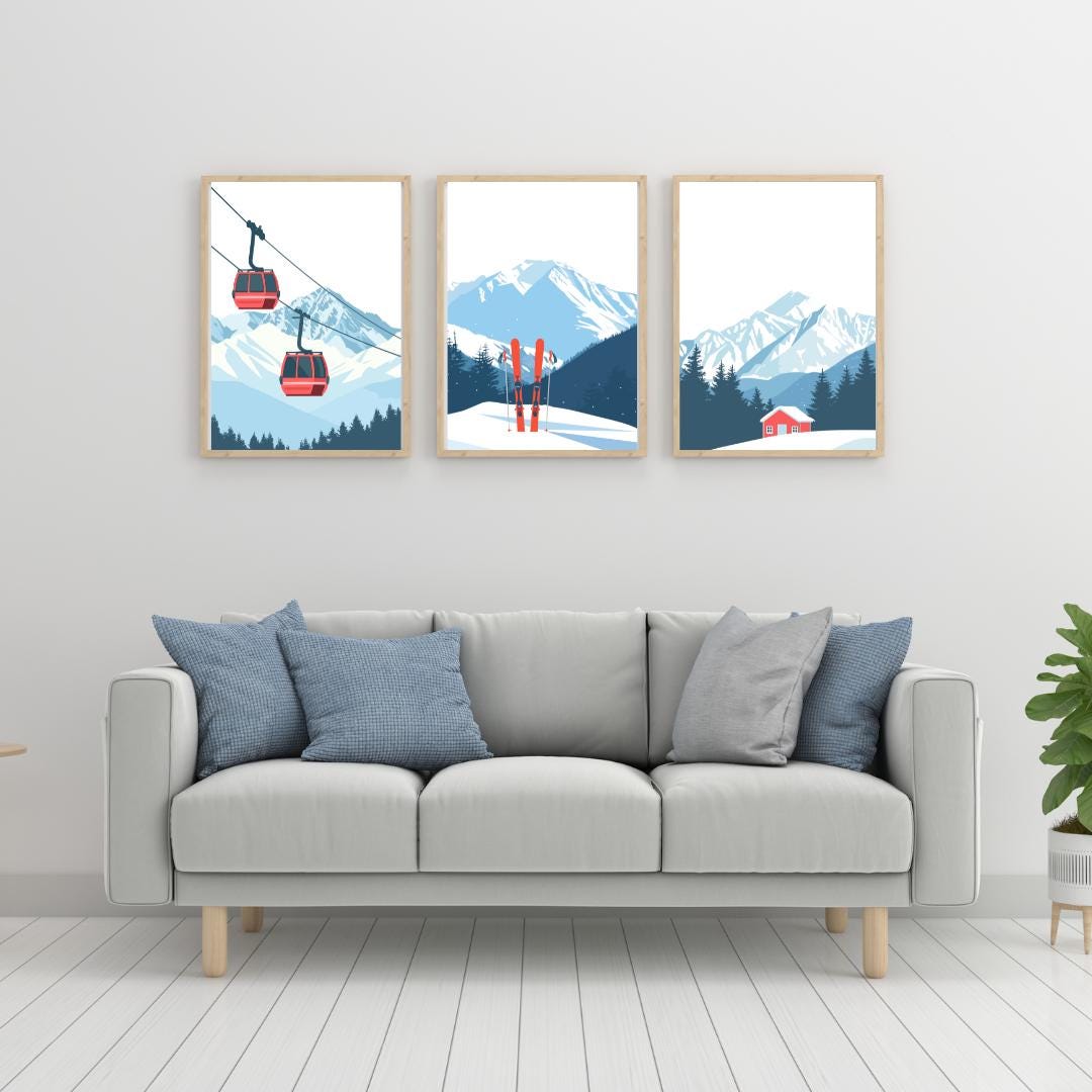 Instant Download Ski Art Gallery Wall | Ski Poster Set of 3 Prints ...
