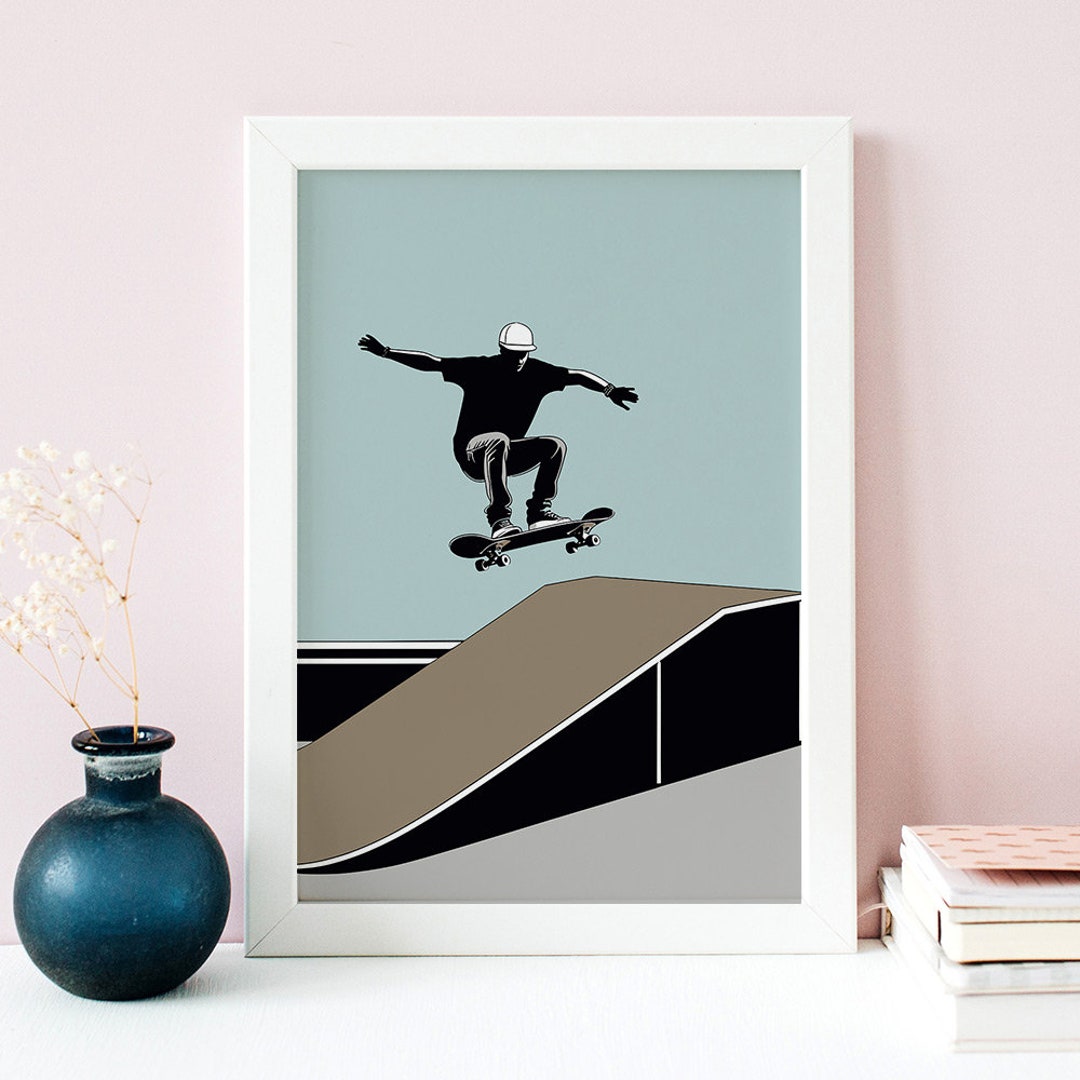 Minimalist Skateboarding Art Print: Action Sports Poster (digital ...