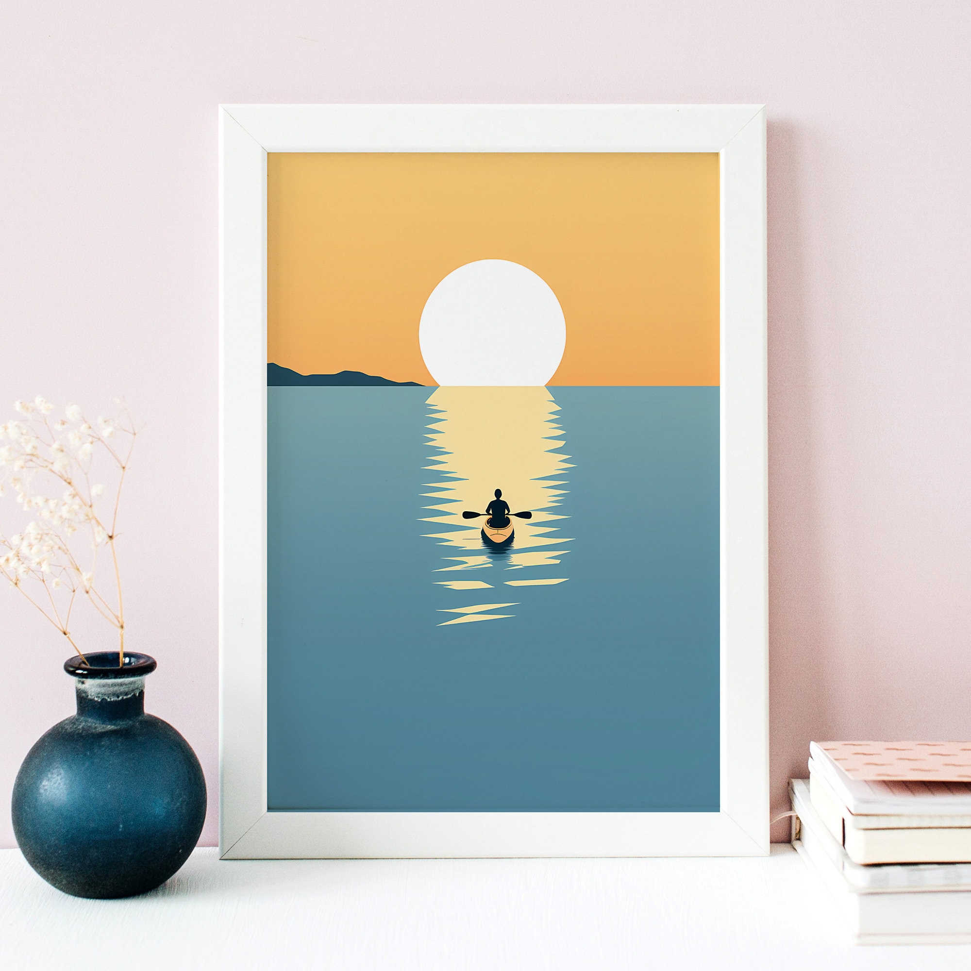 Minimalist Kayaking Poster | Printable Wall Art for Kayak Lovers ...