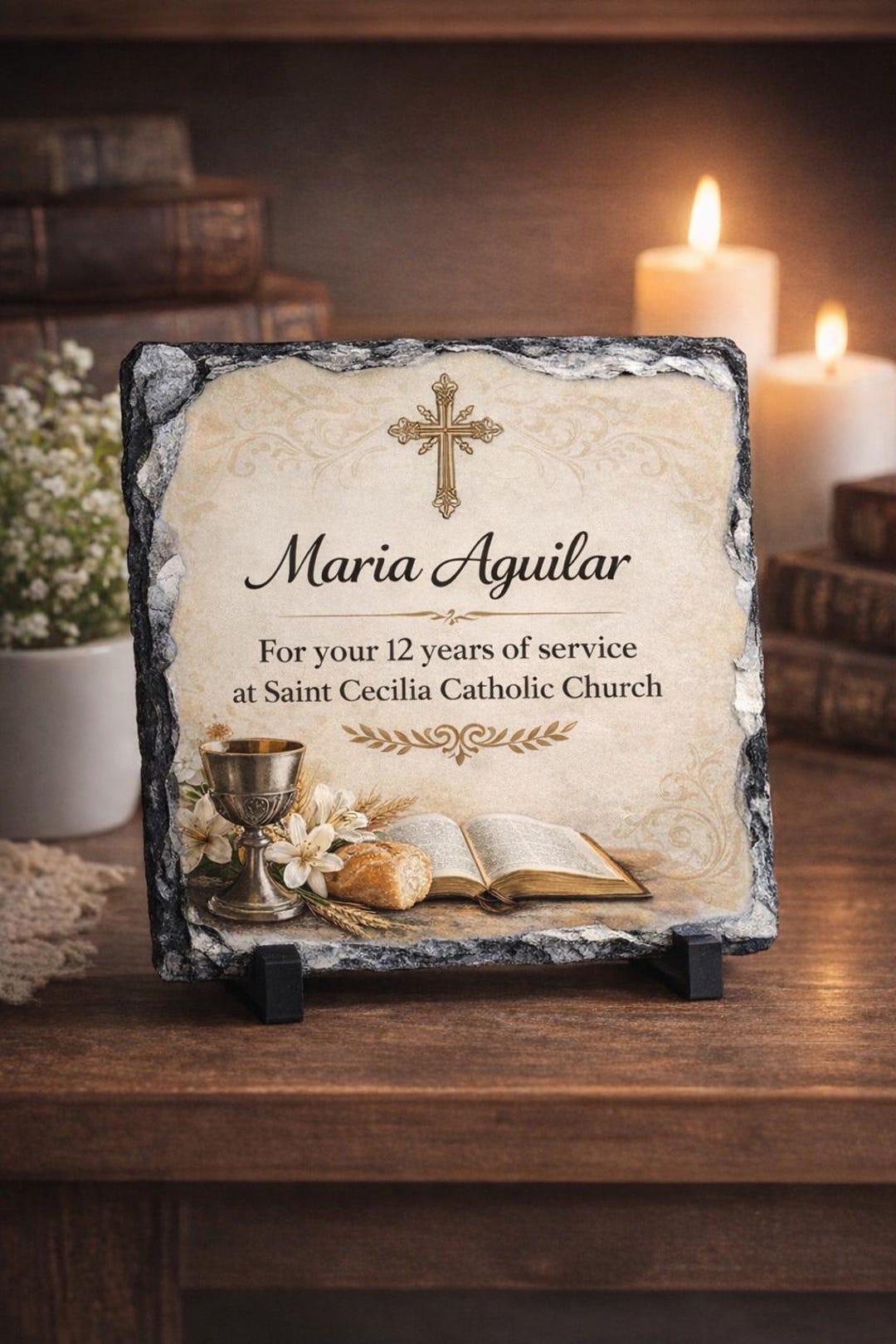 Personalized Catholic Recognition Plaque | Church Service Award | Slate ...