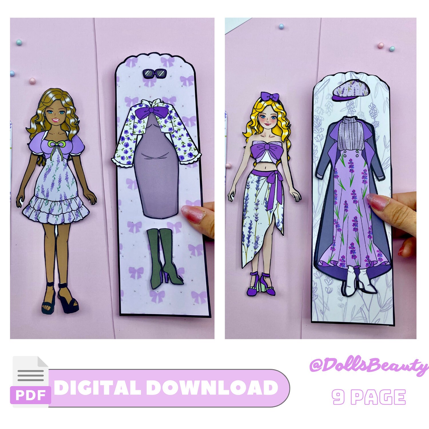 Printable Paper Dolls Lavender Envelop Wardrobe Floral Lavender Outfits ...