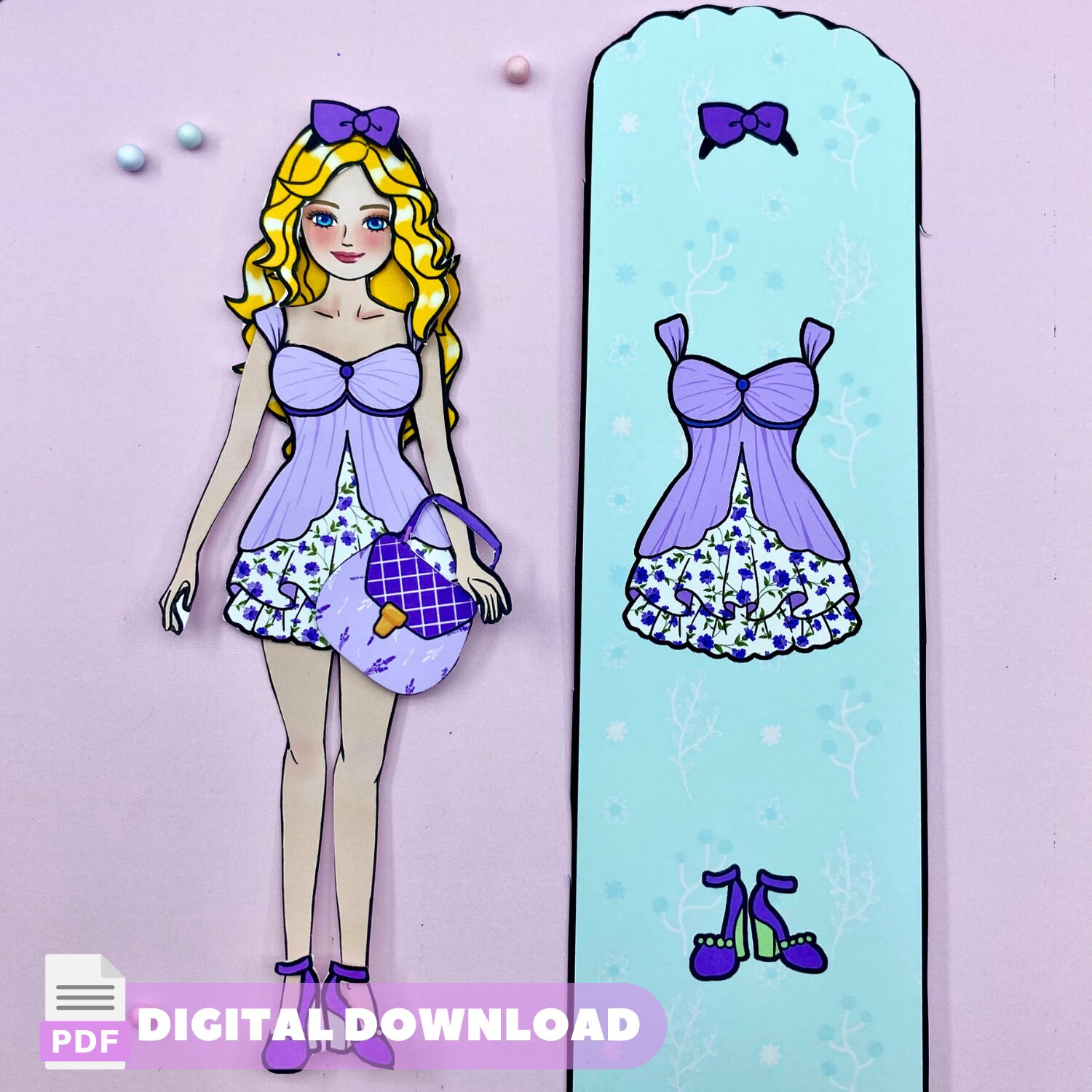 Printable Paper Dolls Lavender Envelop Wardrobe Floral Lavender Outfits ...