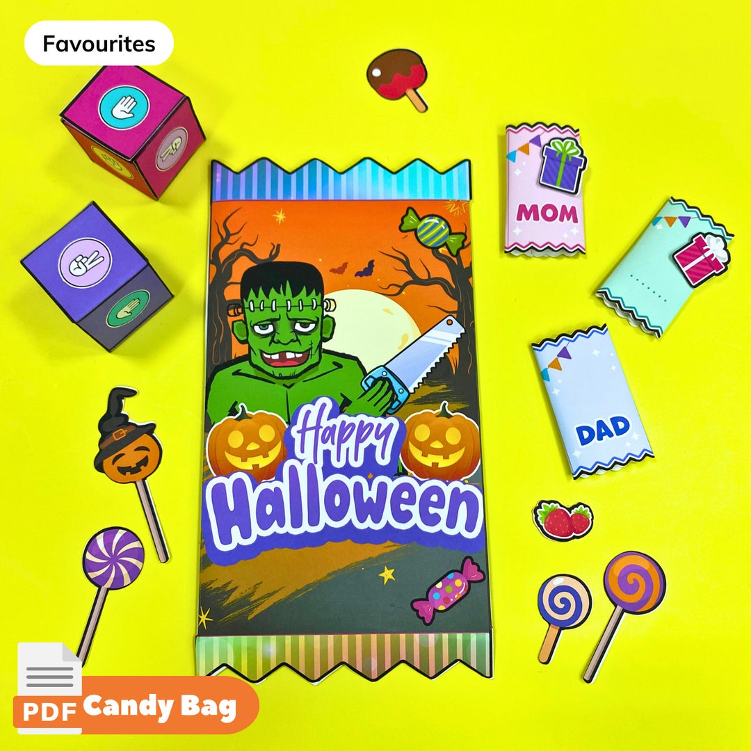 Happy Halloween Frankenstein DIY Paper Bag Tricks or Treats - Etsy