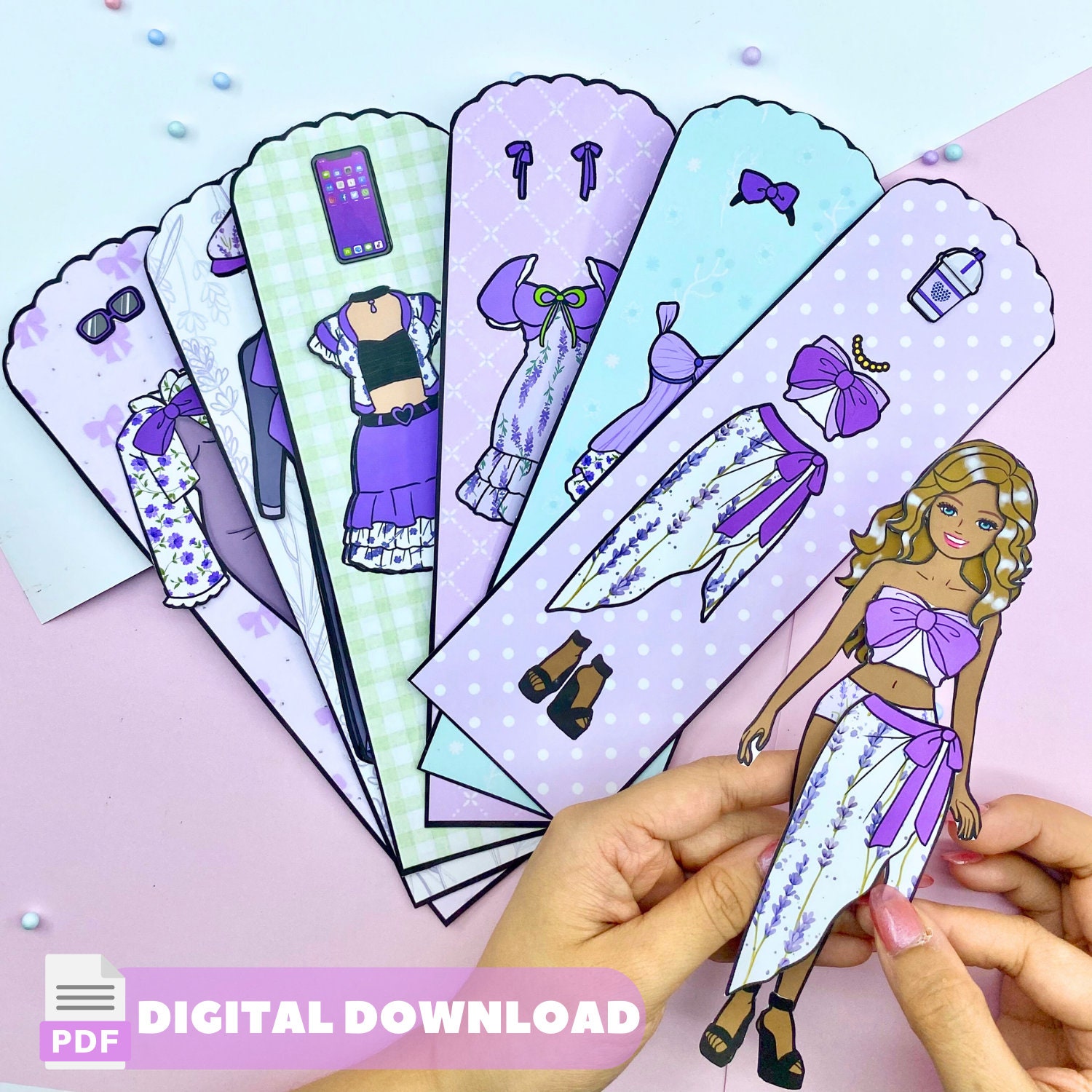 Printable Paper Dolls Lavender Envelop Wardrobe Floral Lavender Outfits ...