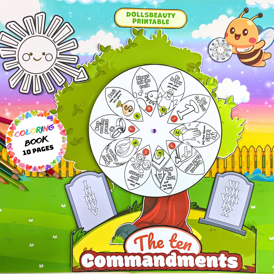 Printables Ten Commandments Crafts Coloring Wheel, Printable Bible ...