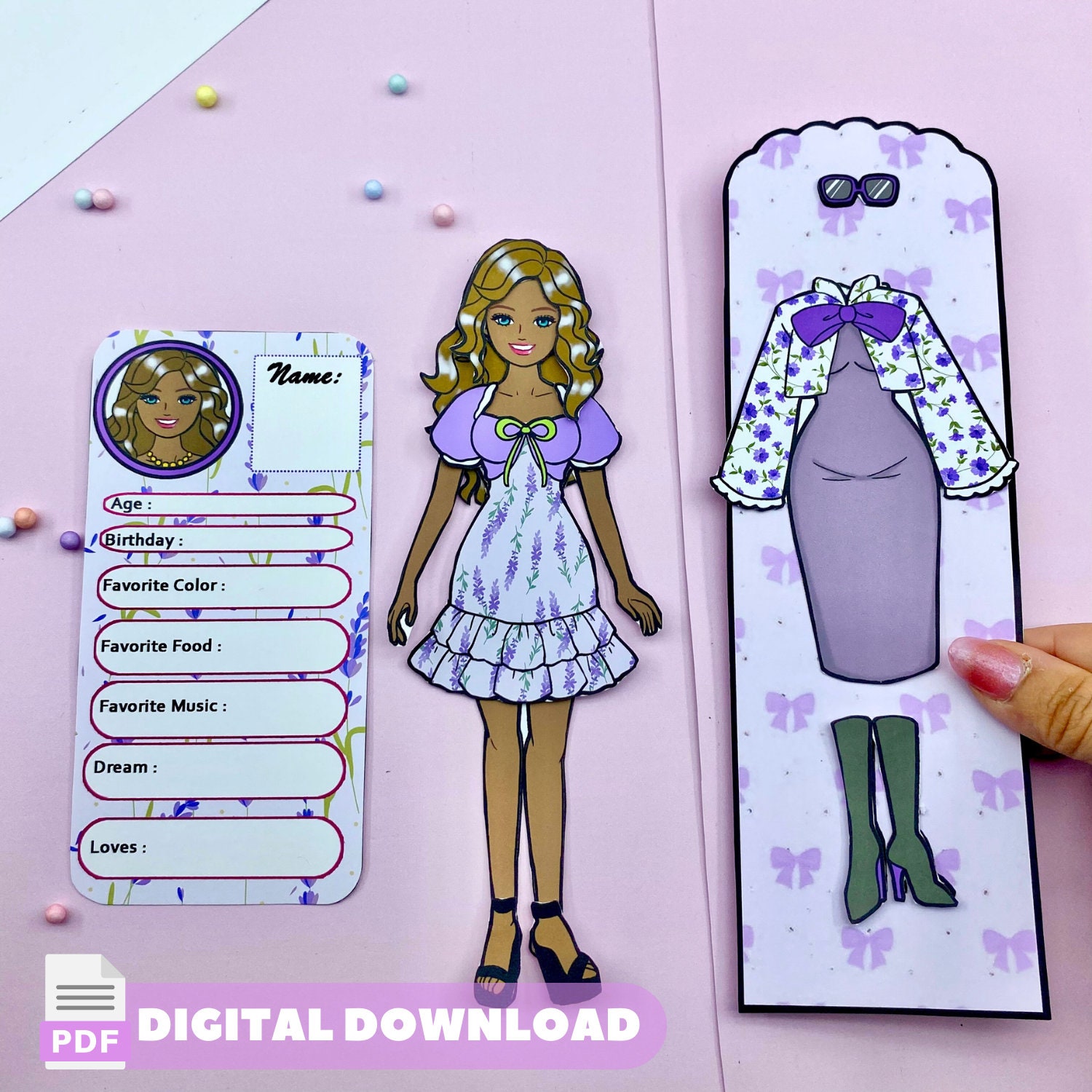 Printable Paper Dolls Lavender Envelop Wardrobe Floral Lavender Outfits ...