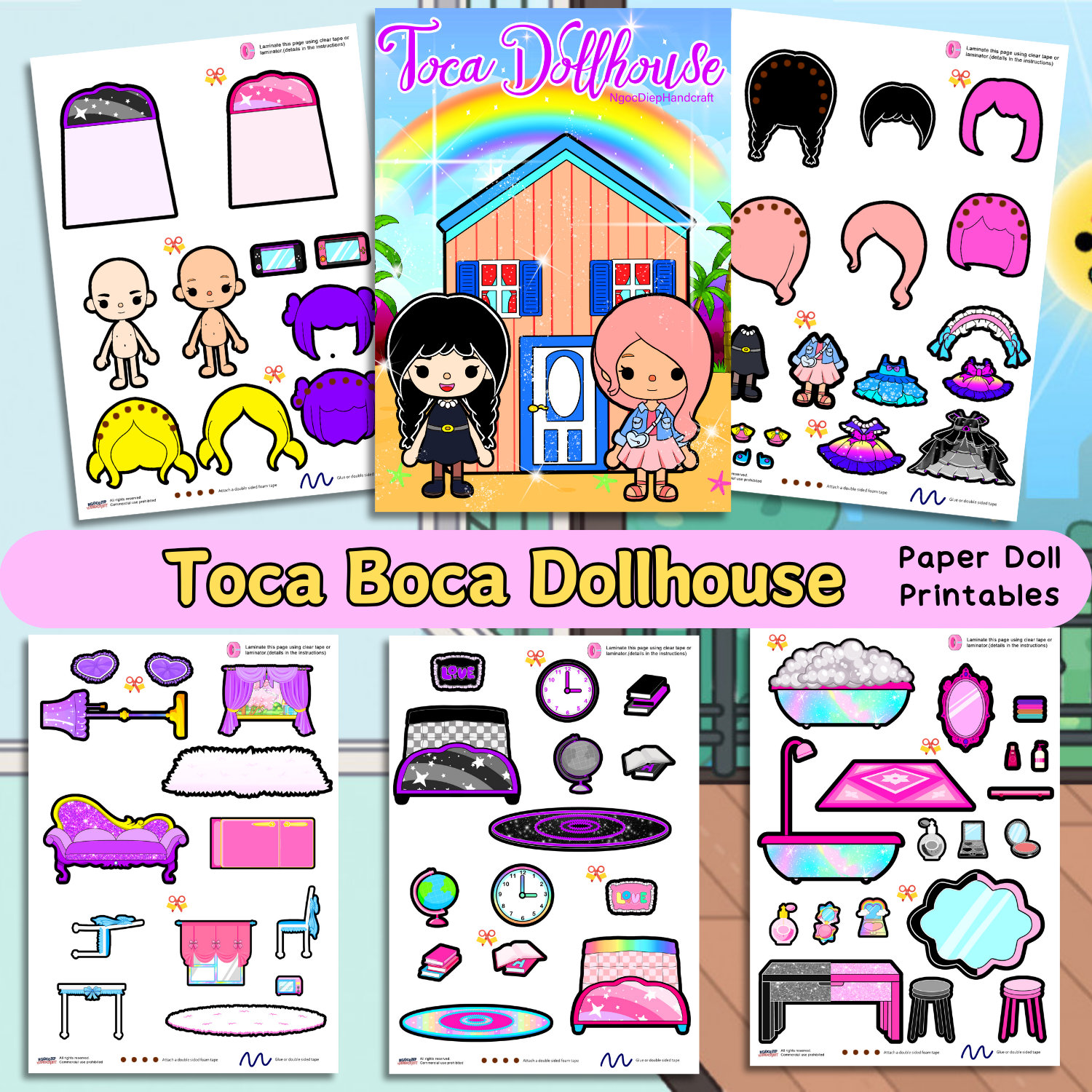 Quiet Book Printables Toca Boca Dollhouse, Toca Boca Paper Doll, Toca ...