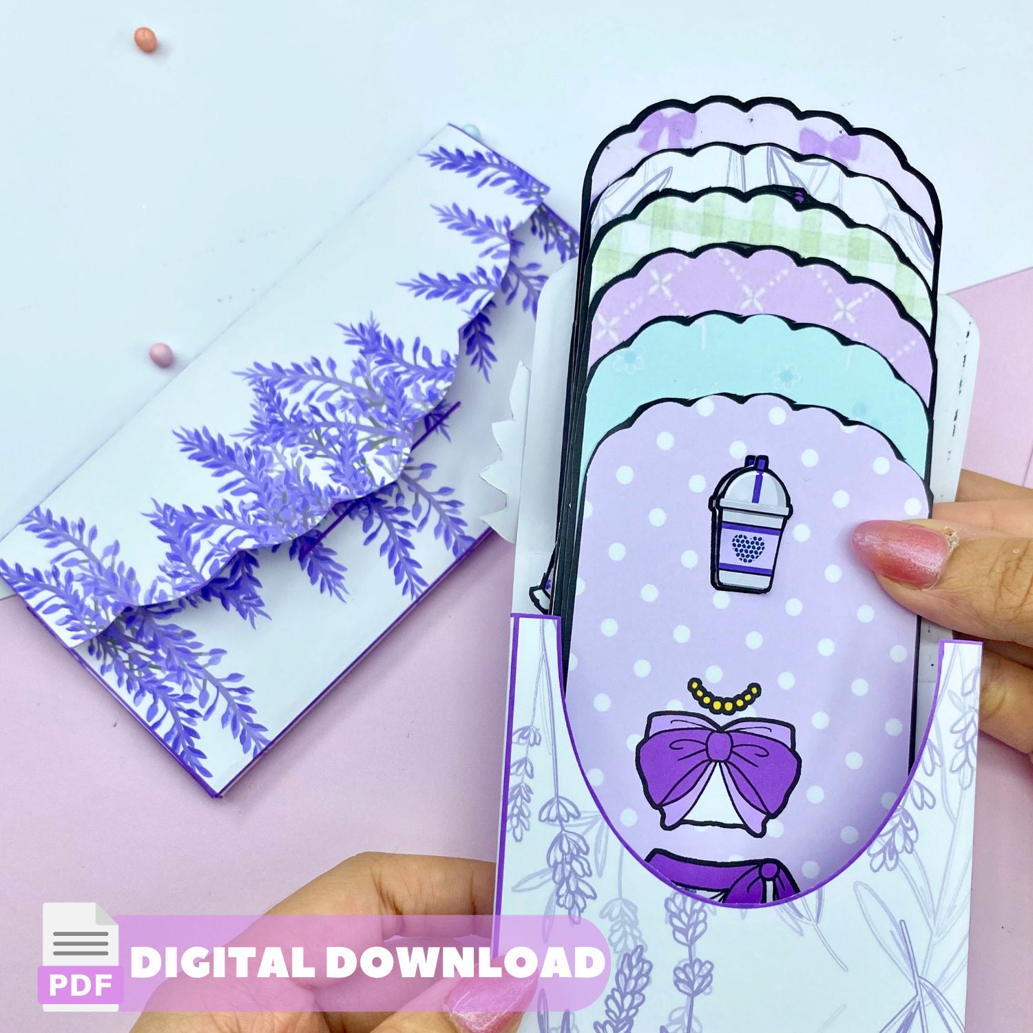Printable Paper Dolls Lavender Envelop Wardrobe Floral Lavender Outfits ...